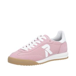 Sneaker RIEKER SPORT, Damen, Gr. 41, altrosa, wei&szlig;, Textil, Veloursleder, unifarben mit Farbeinsatz, Schuhe Sneaker, Sportschuh, Schn&uuml;rschuh, Halbschuh mit gepolstertem Schaftrand
