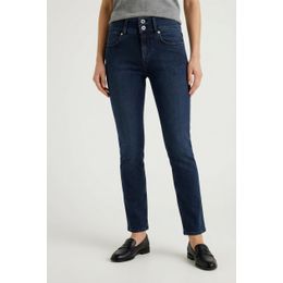 Slim-fit-Jeans Pepe Jeans "GEN PUSH UP", Damen, Gr. 29, L&auml;nge 32, dunkelblau, Denim/Jeans, Obermaterial: 84% Baumwolle, 15% Polyester, 1% Elasthan, slim fit lang, Jeans Slim-fit-Jeans, mit doppeltem Knopfverschluss, Mid Waist