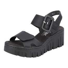 Keilsandalette Rieker, Damen, Gr. 41, schwarz, Lederimitat, Schuhe, Sommerschuh, Sandale, Keilabsatz, mit Plateau