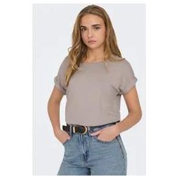 T-Shirt Only "ONLMOSTER &ndash; Kurzarmshirt mit Aufschlag und klassischem Look", Damen, Gr. S, beige (etherea), Jersey, Obermaterial: 75% Viskose, 20% Polyester, 5% Elasthan, unifarben, regular fit normal, Rundhals, mit Aufschlag, Shirts T-Shirt, Viskosemischung, regular fit