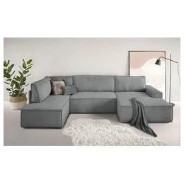 Wohnlandschaft Home Affaire "SHERWOOD U-Form, 329 cm - OTTO. Verl&auml;ssliche Qualit&auml;t.", grau (dunkelgrau), B:329cm H:85cm T:195cm, 100% Polyester, Sofas, Wohnlandschaft, Schlaffunktion m. Bettkasten (194x139 cm), Cord, Vintage, Samtvelours, Topseller
