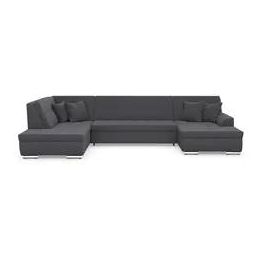 Wohnlandschaft DOMO collection "TREVISO inkl. Zierkissen, moderne Steppung, XXL: 364x201x83 cm", grau, B:364cm H:83cm T:201cm, 100% Polyester, Sofas, Wohnlandschaft, wahlweise mit Bettfunktion, in vielen Bezugsarten auch in Cord U-Form