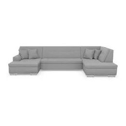 Wohnlandschaft DOMO collection "Treviso incl. Zierkissen, moderne Steppung, XXL: B/T/H: 364/201/83 cm", grau, B:364cm H:83cm T:201cm, 95% Polyester, 5% Nylon, Sofas, Wohnlandschaft, wahlweise mit Bettfunktion, in vielen Bezugsarten auch in Cord U-Form