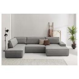 Wohnlandschaft Home Affaire "SHERWOOD U-Form, 329 cm - OTTO. Verl&auml;ssliche Qualit&auml;t.", grau, B:329cm H:85cm T:195cm, 100% Polyester, Sofas, Wohnlandschaft, Schlaffunktion m. Bettkasten (194x139 cm), Cord, Vintage, Samtvelours