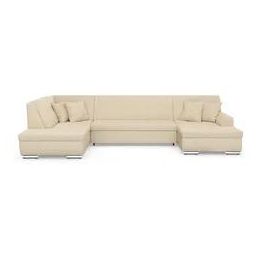 Wohnlandschaft DOMO collection "Treviso incl. Zierkissen, moderne Steppung, XXL: B/T/H: 364/201/83 cm", beige, B:364cm H:83cm T:201cm, 95% Polyester, 5% Nylon, Sofas, Wohnlandschaft, wahlweise mit Bettfunktion, in vielen Bezugsarten auch in Cord U-Form