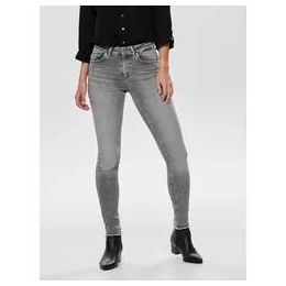 Skinny-fit-Jeans Only "ONLBLUSH MID SK ANK RW REA0918 NOOS", Damen, Gr. XL (42), L&auml;nge 32, grau (grau denim), Denim/Jeans, Obermaterial: 92% Baumwolle, 6% Elastomultiester, 2% Elasthan, unifarben, skinny fit, Jeans, mit ausgefranstem Saum