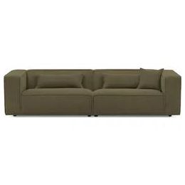 3-Sitzer "PIARA, Couch mit Kedernaht, Sofa in Cord, Leinenoptik o. Strukturstoff", gr&uuml;n (khaki), B:275cm H:66cm T:101cm, 100% Polyester, LeGer Home by Lena Gercke, Sofas, schwarze F&uuml;&szlig;e, bequemer Sitzkomfort