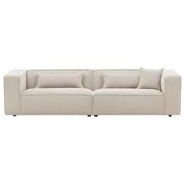 3-Sitzer "PIARA, Couch mit Kedernaht, Sofa in Cord, Leinenoptik o. Strukturstoff", beige (hellbeige), B:275cm H:66cm T:101cm, 100% Polyester, LeGer Home by Lena Gercke, Sofas, schwarze F&uuml;&szlig;e, bequemer Sitzkomfort