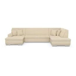 Wohnlandschaft DOMO collection "Treviso incl. Zierkissen, moderne Steppung, XXL: B/T/H: 364/201/83 cm", beige, B:364cm H:83cm T:201cm, 95% Polyester, 5% Nylon, Sofas, Wohnlandschaft, wahlweise mit Bettfunktion, in vielen Bezugsarten auch in Cord U-Form
