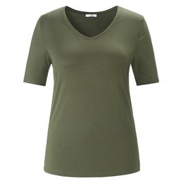 Emilia Lay - Shirt mit gerundetem V-Ausschnitt, gr&uuml;n, Gr. 48 / XL