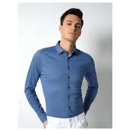 Langarmhemd DESOTO "Jerseyhemd Casual Kent", Herren, Gr. XXL, N-Gr, blau (dove blau piqu&eacute;), Jersey, Obermaterial: 100% Baumwolle, unifarben, slim fit normal, Rundhals, Raglan&auml;rmel,&Auml;rmel mit &Auml;rmelschlitz 1-Knopf-Manschette mit Schlitz, Hemden