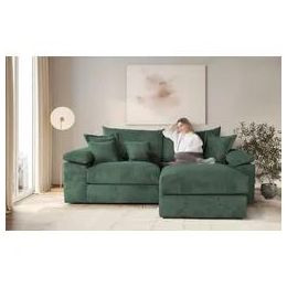 Ecksofa Home Affaire "Soft&Cosy XL L-Form, B: 246 cm - OTTO. Verl&auml;ssliche Qualit&auml;t.", gr&uuml;n (dunkelgr&uuml;n), B:246cm T:187cm, 100% Polyester, Sofas, Ecksofa, Mega-Sofa, Cord oder Chenille-Struktur, mit Federkern & 4 Zierkissen, Topseller