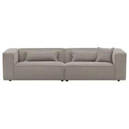 3-Sitzer "PIARA, Couch mit Kedernaht, Sofa in Cord, Leinenoptik o. Strukturstoff", greige, B:275cm H:66cm T:101cm, 100% Polyester, LeGer Home by Lena Gercke, Sofas, schwarze F&uuml;&szlig;e, bequemer Sitzkomfort
