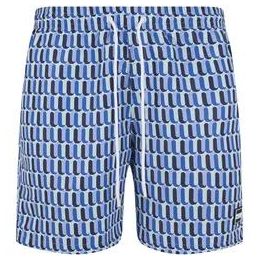 Badeshorts Urban Classics "Urban Classics Herren Pattern Swim Shorts", Herren, Gr. M, US-Gr&ouml;&szlig;en, blau retro pattern, 100% Polyester, Badehosen Badeshorts
