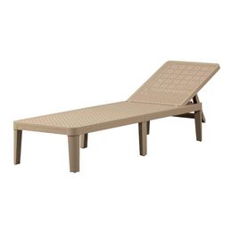 Pharao24.de Sonnenliege Gartenm&ouml;bel Liege in Beige aus Kunststoff