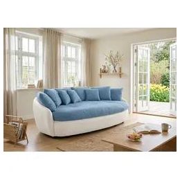 Big-Sofa COTTA "Aruba", azure, wei&szlig;, B:238cm H:79cm T:140cm, Luxus-Microfaser (100% Polyester); Microfaser-Feinstruktur (pflegeleichte Microfaser, mit feiner Struktur, 100% Polyester), Sofas, Big-Sofa, gem&uuml;tliches Megasofa in XXL in organischer Form mit vielen Kissen