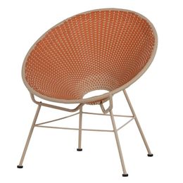 Pharao24.de Gartenstuhl Rattansessel in Orange & Beige im Retrostil