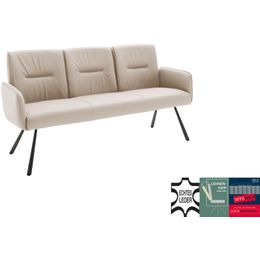 Sitzbank MCA furniture "Delane", creme, schwarz, B:183cm H:92cm T:67cm, Leder, Metall, Sitzb&auml;nke, Sitzbank, Taschenfederkern, Lehnenkippfunktion, Armlehnen, beweglicher R&uuml;cken