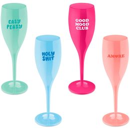 Koziol Cheers No. 1 Color Up Sektglas Set 4-teilig aus Thermoplastik 100 ml - Gl&auml;ser