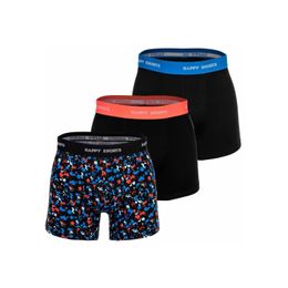 Boxershorts Happy Shorts "Boxershort 3er Pack", Herren, Gr. XL, bunt (neon colour splashes), Obermaterial: 95% Baumwolle CO. 5% Elasthan EL., Unterhosen Boxershorts