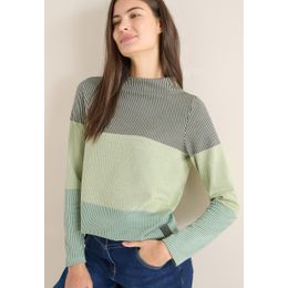 Jacquardpullover Cecil, Damen, Gr. S (38), raw khaki, Strick, Obermaterial: 92% Viskose, 6% Polyester, 2% Elasthan, bequem h&uuml;ftbedeckend, Rundhals, Pullover Jacquardpullover, im Colorblocking-Look