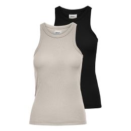 Tanktop Only "ONLLINDSAY TANK TOP 2 PACK", Damen, Gr. M (38), schwarz, Jersey, Obermaterial: 95% Baumwolle, 5% Elasthan, unifarben, sehr figurbetont normal, Rundhals, Tops Tanktop, Baumwollmischung