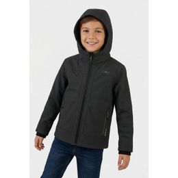 Softshelljacke CMP "KID SOFTSHELL JACKET FIX HOOD", Jungen, Gr. 164, schwarz (nero), Softshell, Obermaterial: 96% Polyester, 4% Elasthan. Futter: 100% Polyester. Innenseite: 100% Polyester, hoch geschlossener Ausschnitt, eingesetzt,mit &Auml;rmeleinsatz angesetztes B&uuml;ndchen mit Klettverschluss,verstellbar, Jacken Softshelljacke, mit Clima Protect Membran, wasserabweisend, atmungsaktiv