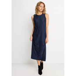 Lascana Plisseekleid blau Gr. 44 f&uuml;r Damen. Mit Rundhals. Figurumspielend
