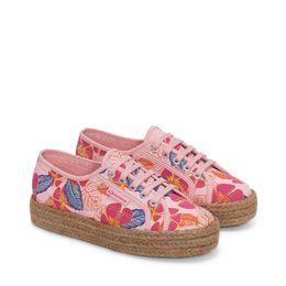 Plateausneaker Superga "2730 ROPE HIBISCUS FLOWER PRINT", Damen, Gr. 40, rosa (rosa, pink), Textil, Schuhe Plateausneaker
