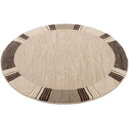 Teppich OCI DIE TEPPICHMARKE "CASTLE FLORA, auch in rechteckig", braun (braun, beige), H:20mm &Oslash;:120cm, Polypropylen (PP), Teppiche, Teppich, dichter Fris&eacute; Kurzflor, farbiger Bord&uuml;re, Wohnzimmer, Schlafzimmer