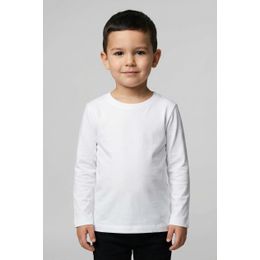 Langarmshirt name it "NMMVOBBO LS NREG TOP NOOS", Jungen, Gr. 86, wei&szlig; (hellwei&szlig;), Jersey, Obermaterial: 100% Baumwolle, unifarben, normal normal, Rundhals, abgesteppte Kante, Shirts Langarmshirt, in Basic-Form