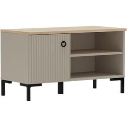 Sitzbank Home Affaire "Luminara", cashmere, eiche, B:85cm H:49cm T:41cm, Holzwerkstoff, MDF, Metall, Sitzb&auml;nke, Sitzbank, Schuhbank mit Platz f&uuml;r bis zu 3 Schuhpaare - (B/T/H) 85/41/49 cm