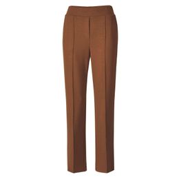 Chinohose GOLDNER "Kurzgr&ouml;&szlig;e Jerseyhose VERA mit Biesen", Damen, Gr. 25, K-Gr, braun (cognac), Obermaterial: 50% Polyamid PA. 45% Viskose CV. 5% Elasthan EL., Hosen Chinohose