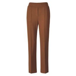 Chinohose GOLDNER "Kurzgr&ouml;&szlig;e Jerseyhose VERA mit Biesen", Damen, Gr. 23, K-Gr, braun (cognac), Obermaterial: 50% Polyamid PA. 45% Viskose CV. 5% Elasthan EL., Hosen Chinohose