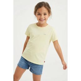 T-Shirt LEVI'S KIDS "LVG BATWING CHEST HIT TEE", M&auml;dchen, Gr. 8 (128), french vanilla, Jersey, Obermaterial: 100% Baumwolle, Basic schmal h&uuml;ftlang, Rundhals, abgesteppte Kante, Shirts T-Shirt, mit Logo Print for GIRLS