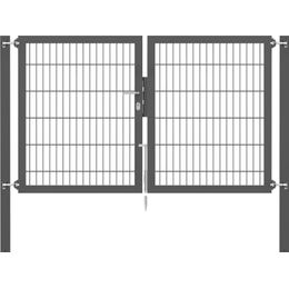 Zaundoppelt&uuml;r Alberts "Flexo Plus", grau (anthrazit), B:200cm H:120cm, Stahl, Tore, Zaundoppelt&uuml;r, anthrazit, verschiedene Abmessungen