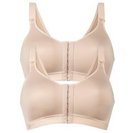 Sport-BH Anita "Sport BH mit Vorderverschluss Frontline Open", Damen, Gr. 90, Cup D, beige (desert desert), Stoff, Obermaterial: 40% Polyamid PA. 25% Polyester PES. 20% Elasthan EL. 15% Baumwolle CO., BHs Sport-BH