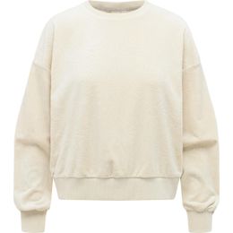 Rundhalspullover Ragwear "Sweater Wuss Embossed", Damen, Gr. S, beige (ecru), Obermaterial: 94% Polyester PES. 6% Elasthan EL. Futter: 94% Polyester PES. 6% Elasthan EL., Rundhals, &Auml;rmel ohne &Auml;rmelschlitz Rippb&uuml;ndchen, Pullover Rundhalspullover