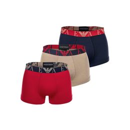 Boxershorts Emporio Armani "Boxershort BOLD MONOGRAM 3er Pack", Herren, Gr. XL, bunt (blau, rot, beige), Obermaterial: 95% Baumwolle CO. 5% Elasthan EL., Unterhosen Boxershorts