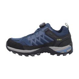 Wanderschuh CMP "RIGEL LOW FITGO TREKKING SHOES WP", Herren, Gr. 45, blau ink, gelb fluo, Leder, Synthetik, Schuhe Wanderschuh, wasserdicht