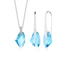 Ohrring und Ketten Set Elli "Schmuckset Hellblau 925 Sterling Silber, mit Kristallen von Swarovski" Gr. 45, silber, Schmuck_Sets, Damen, 45, Ohrring und Ketten Set