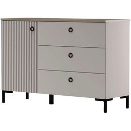 Sideboard Home Affaire "Luminara", beige (cashmere (beige), eiche), B:120cm H:81cm T:41cm, Holzwerkstoff, MDF, Metall, Sideboards, Sideboard, Kommode mit Soft-Close Funktion - 120 oder 150 cm Breite