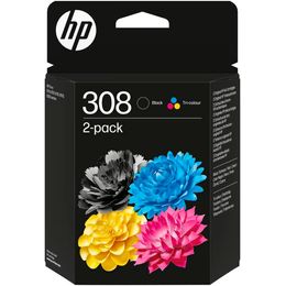 HP Tintenpatrone "HP original Patrone 308 2er-Pack Black + C/M/Y", schwarz (schwarz, cyan, magenta, gelb), Tintenpatronen, 3 Probemonate gratis* drucken, Tintenpatrone, Topseller