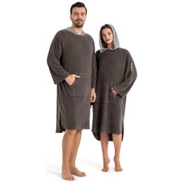 Badeponcho Kangaroos "Dalia Surfponcho, ideal f&uuml;r Sauna, Spa & im Urlaub" Gr. L, anthrazit, L:118cm, Veloursfrottier, Hausm&auml;ntel, Badeponcho, weich, Uni-Farben mit Streifen, leicht, Unisex, f&uuml;r Damen und Herren