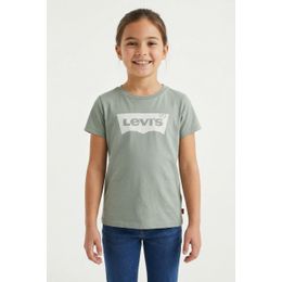 T-Shirt LEVI'S KIDS "LVG BATWING TEE", M&auml;dchen, Gr. 10 (140), shadow, Jersey, Obermaterial: 100% Baumwolle, Basic schmal h&uuml;ftlang, Rundhals, abgesteppte Kante, Shirts T-Shirt, for GIRLS