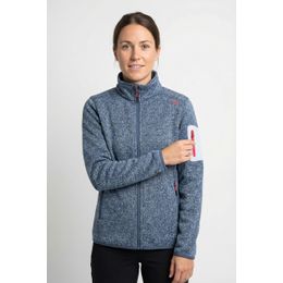 Strickfleecejacke CMP "KNITTED MELANGE FLEECE WOMAN JACKET", Damen, Gr. 42, space, sky bl, Strick, Obermaterial: 100% Polyester, normal, eingefasste Kante, Jacken Strickfleecejacke, W&auml;rmeisolierend & Schnell trocknend & Atmungsaktiv, &Uuml;bergangsjacke