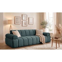 3-Sitzer Home Affaire "LYOTH Design-Sofa, moderne Steppung, Breite 220 cm", petrol, B:220cm H:71cm T:93cm, 100% Polyester, Sofas, 3-Sitzer, mit Wellenunterfederung, gem&uuml;tlich und modern, komfortables Sitzgef&uuml;hl