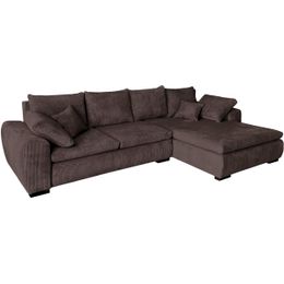 Ecksofa Home Affaire "Cara Mia L-Form, B: 325 cm - OTTO. Verl&auml;ssliche Qualit&auml;t.", dunkelbraun, B:325cm H:87cm T:183cm, Luxus-Microfaser Vintageoptik (100% Polyester);Microfaser Antiklederoptik (100% Polyester), Sofas, Ecksofa, mit 4 Zierkissen, optional Bettfunktion & Bettkasten