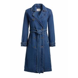 Langmantel Khujo "Trenchcoat Hera", Damen, Gr. XS, blau (mid blau), Obermaterial: 100% Baumwolle CO. Obermaterial: Futter: 100% Polyester PES., M&auml;ntel Langmantel