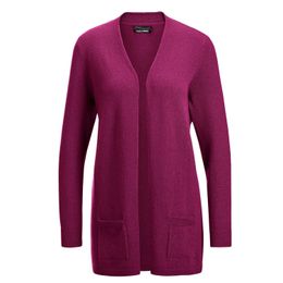 Strickjacke GOLDNER "Langarm Feinstrick-Cardigan", Damen, Gr. 48, pink (cyclam), Obermaterial: 100% Kaschmir WS., figurumspielend, Rippe, Strickjacken Strickjacke, Ohne